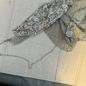 Tops | Sexy Metallic Chain Top Women Backless Crop Outfit Sparkly Party ...